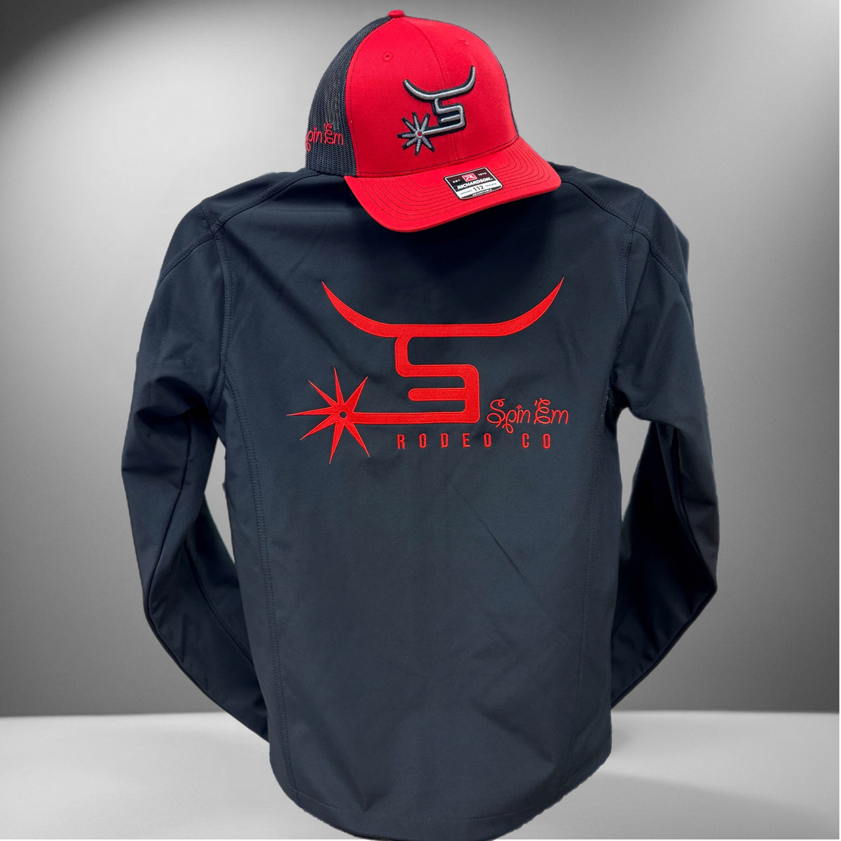 Men's Black Jacket Red Logo – Spin Em Rodeo Co